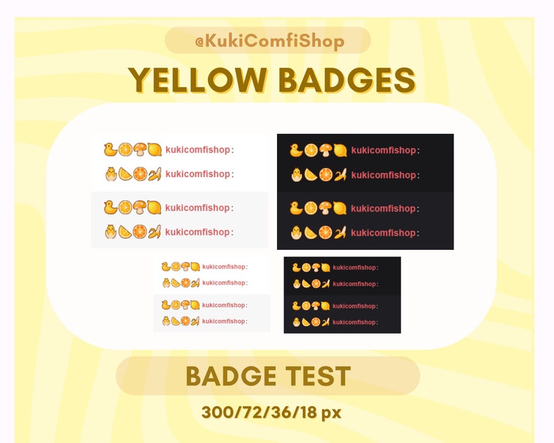 8 Yellow Badges for Twitch and Discord, Twitch Badges, Kawaii Lemon ...