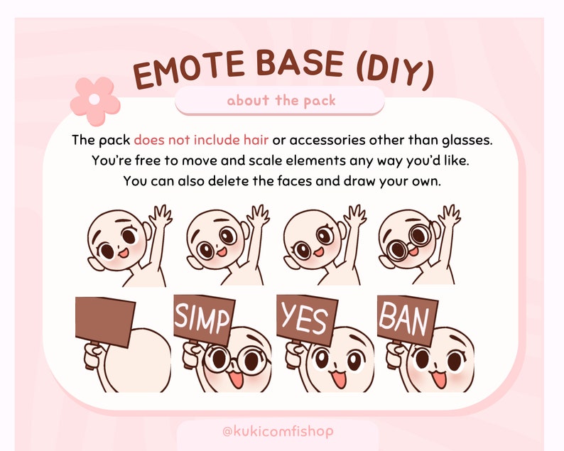 12 DIY Cute Twitch Emote Base Pack, Chibi Anime Girl Base, Beginner ...