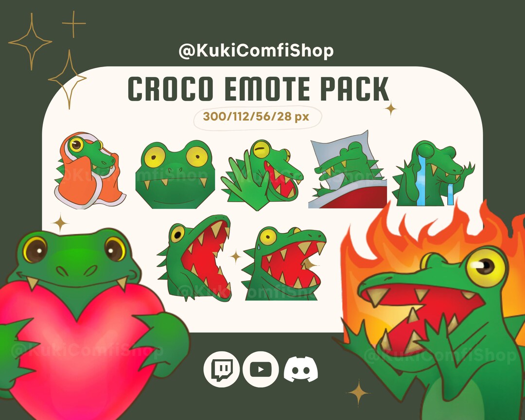 9x Crocodile Twitch Emotes / Twitch / Discord / Youtube / Streaming ...