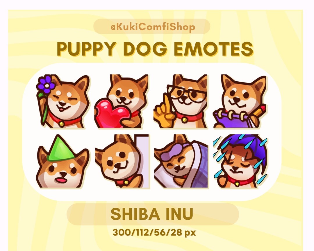 8 Cute Shiba Inu Emotes Pack for Twitch and Discord, Dog Twitch Emotes ...