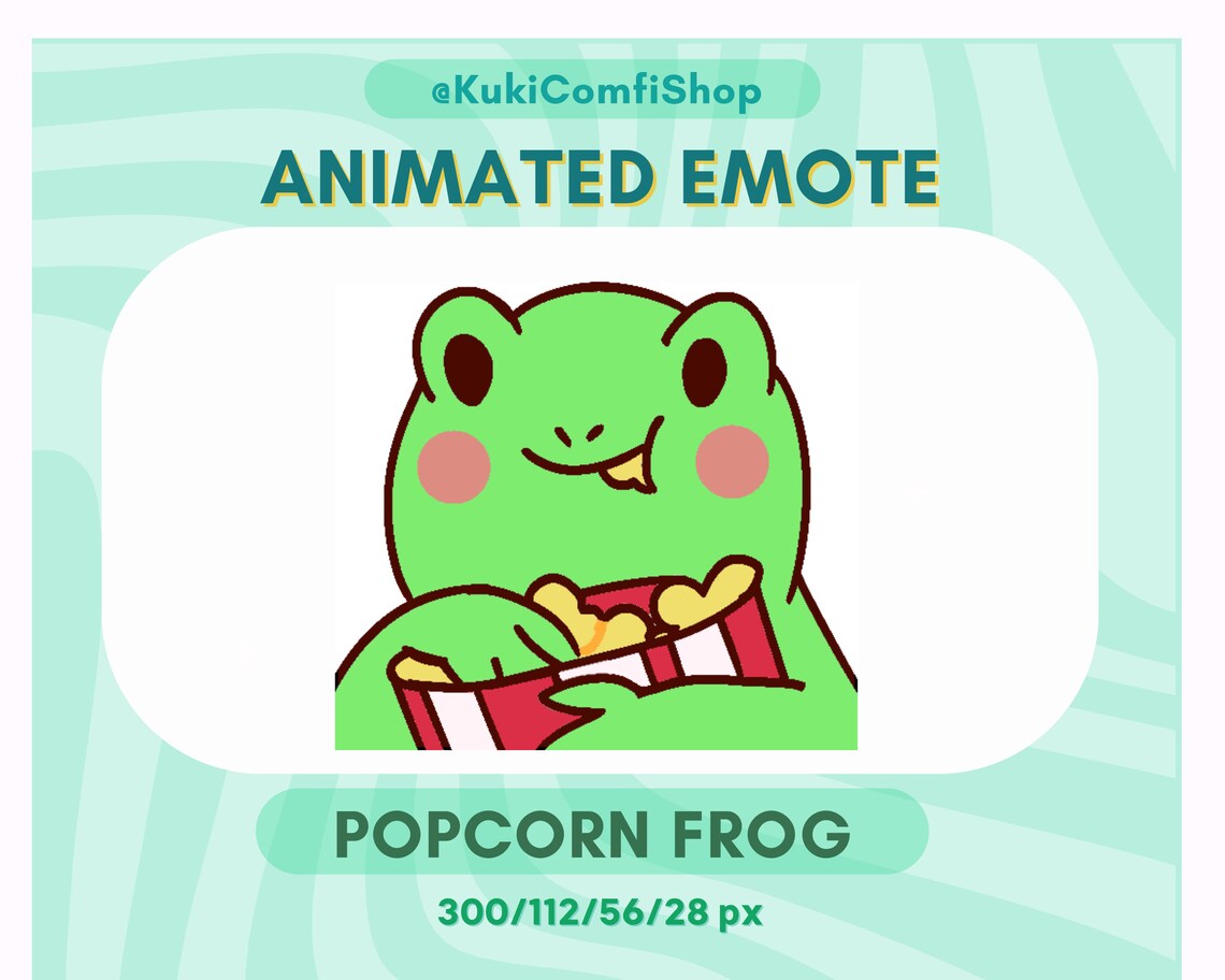 Cute Twitch ANIMATED Popcorn Frog Emote, Funny Chibi Emote for Twitch ...