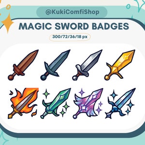 Magical Sword Sub Badges for Twitch & Discord / Kawaii Cheer Badges for ...