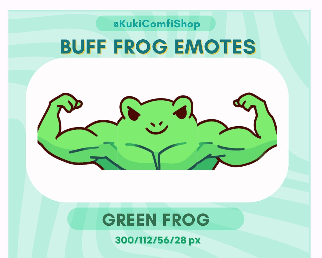 Buff Frog Emote Pack for Twitch and Discord, Funny Muscular Chibi Frog ...