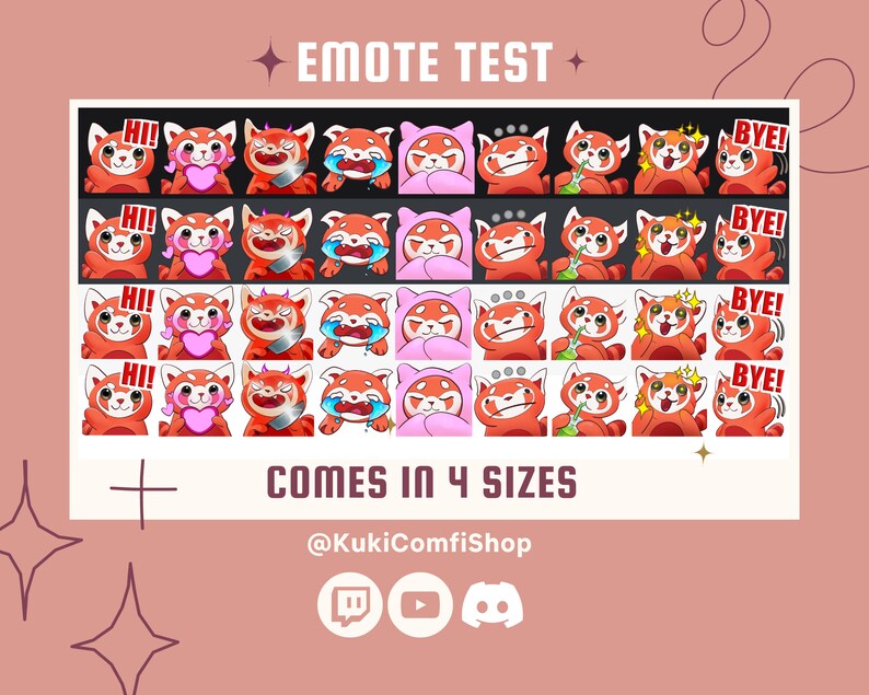 9 Adorable Red Panda Emotes Set for Twitch / Youtube / Discord / Cute ...
