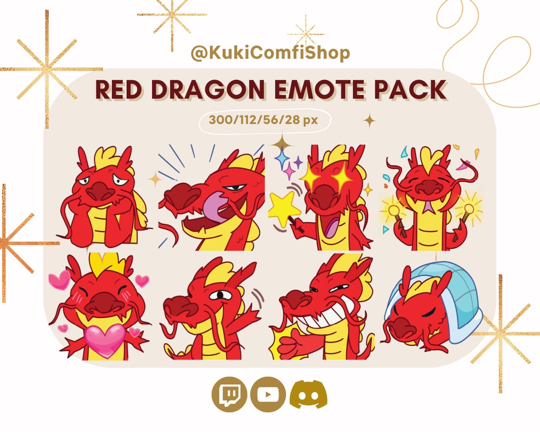 8x RED DRAGON Emotes Pack for Twitch / Youtube / Discord / Cute Emoji ...