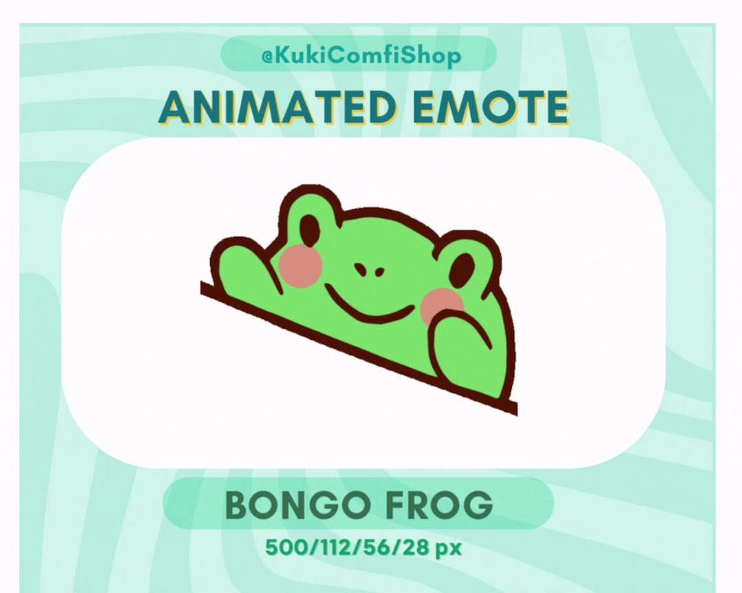 Cute Animated Twitch Emote - Bongo Frog, Green Chibi Meme Frog - Etsy