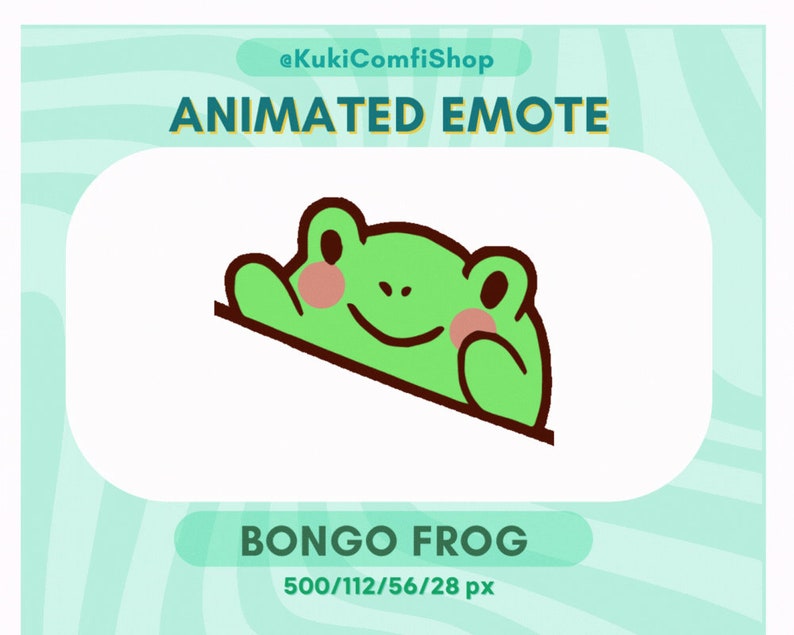 Cute Animated Twitch Emote - Bongo Frog, Green Chibi Meme Frog - Etsy