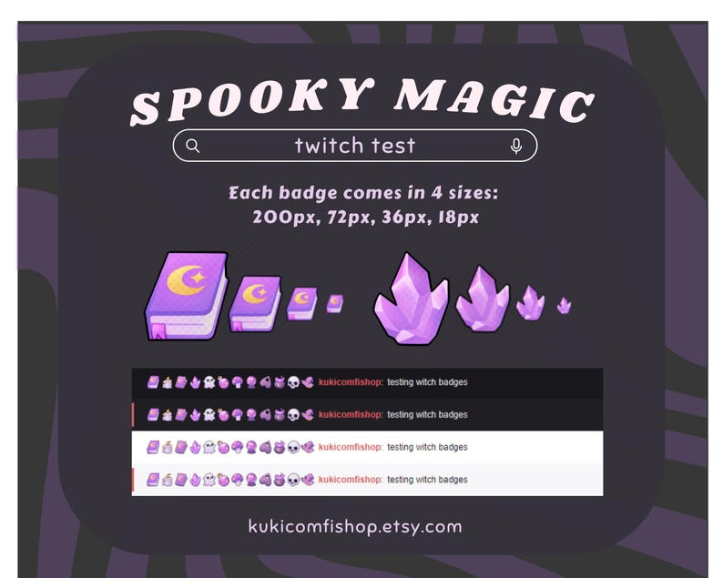 Spooky Magic Twitch Sub Badges, Cute Pastel Witch Bits for Halloween ...
