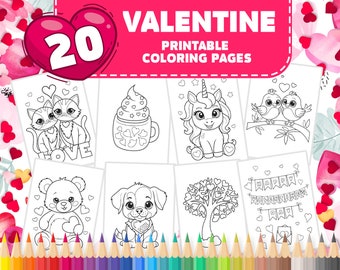 Valentine Coloring Pages 20 Pages Kids Activity, Coloring Pages ...