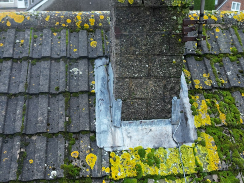 4 X Photo Prints of Old Roof Covered in Moss Chimney Moss Lead Work ...