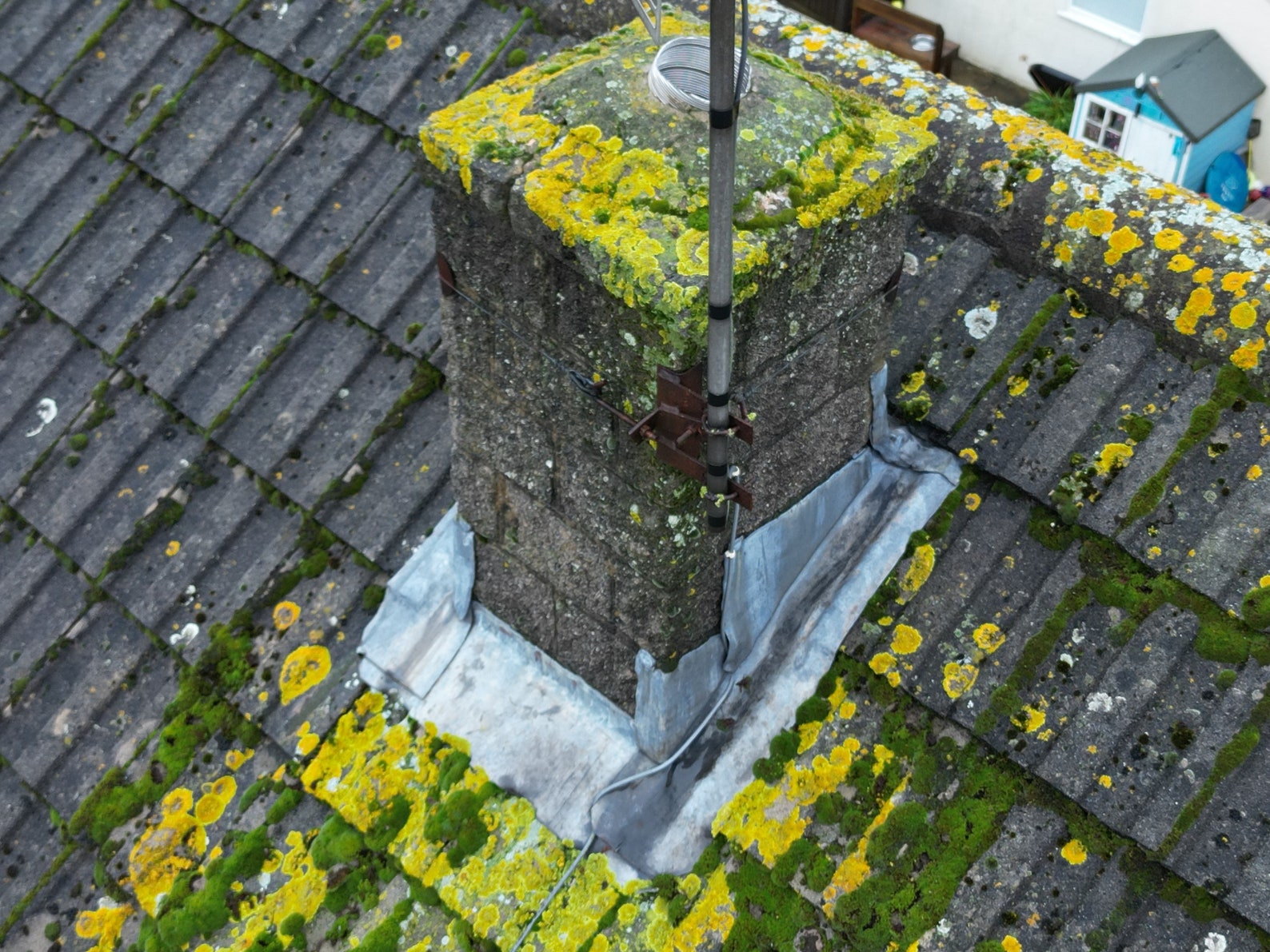 4 X Photo Prints of Old Roof Covered in Moss Chimney Moss Lead Work ...