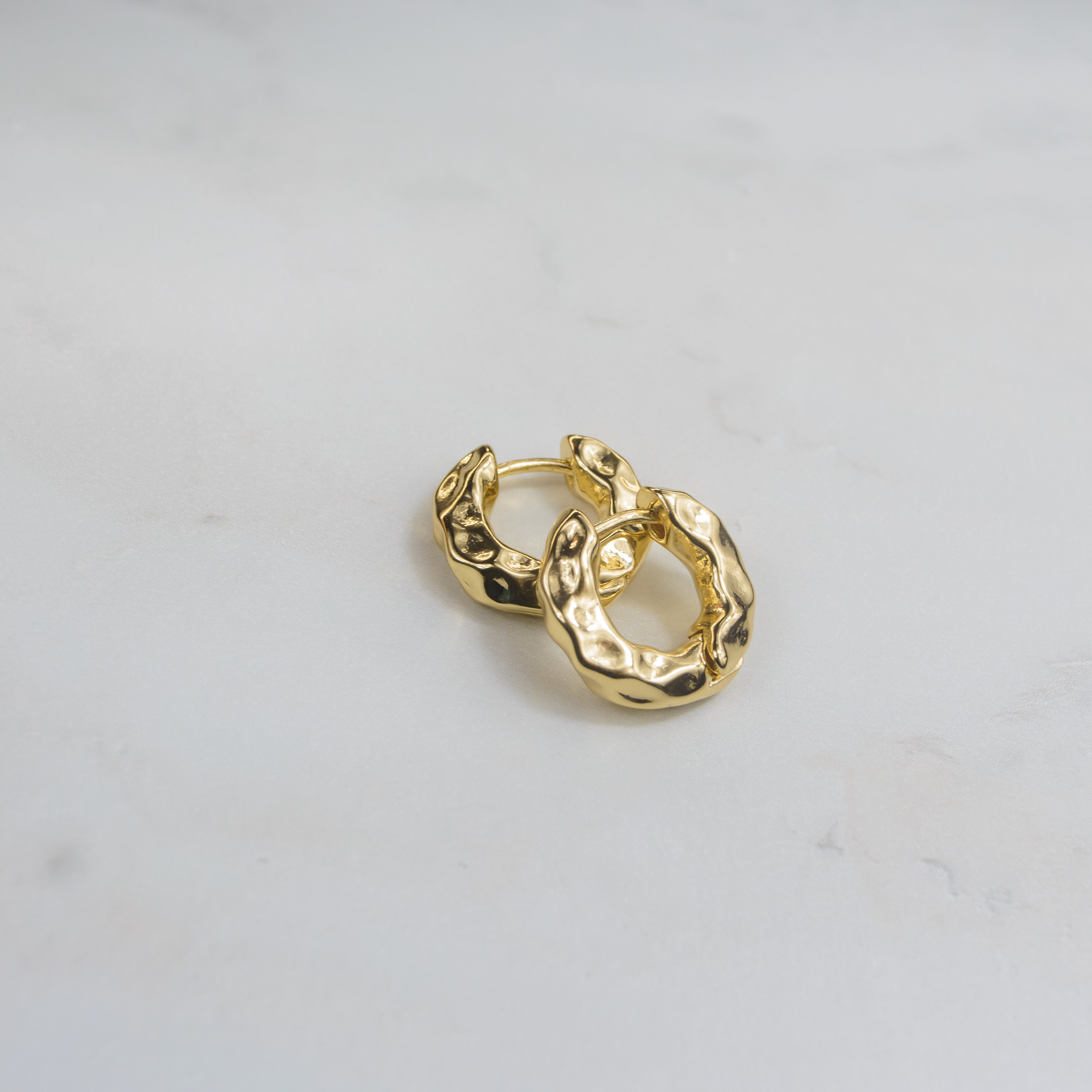 18K Gold Plated Hammered Hoops Small Size Gold Hoops Everyday Earrings ...
