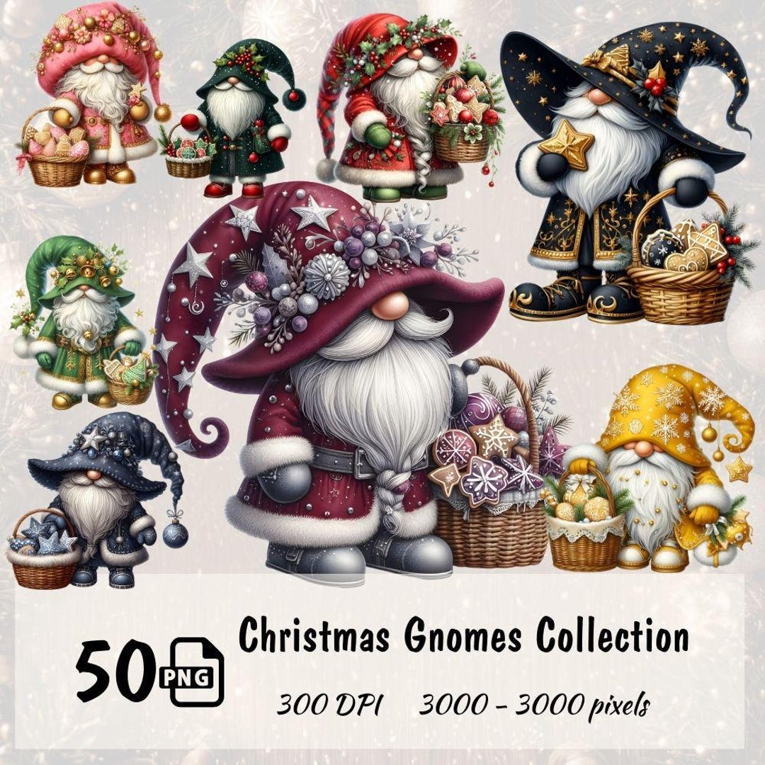 Luxury Christmas Gnome Clipart Set,holiday Gnomes With Cookies ...