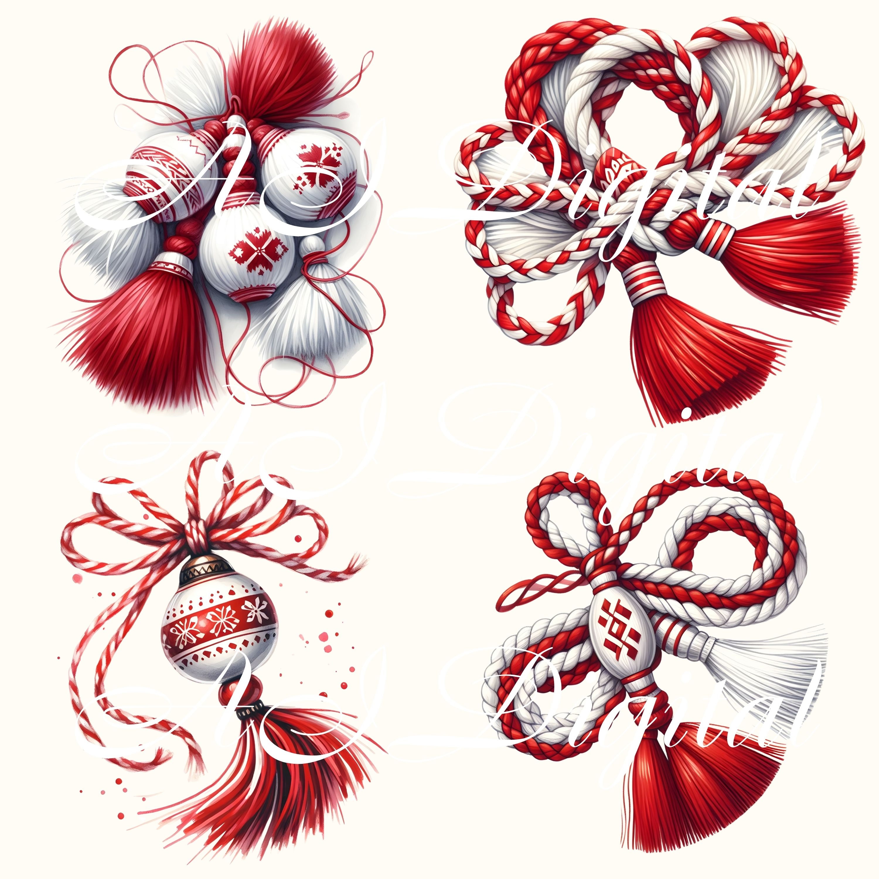 Bulgarian Martenitsa Tradition: White and Red Thread Digital Download ...
