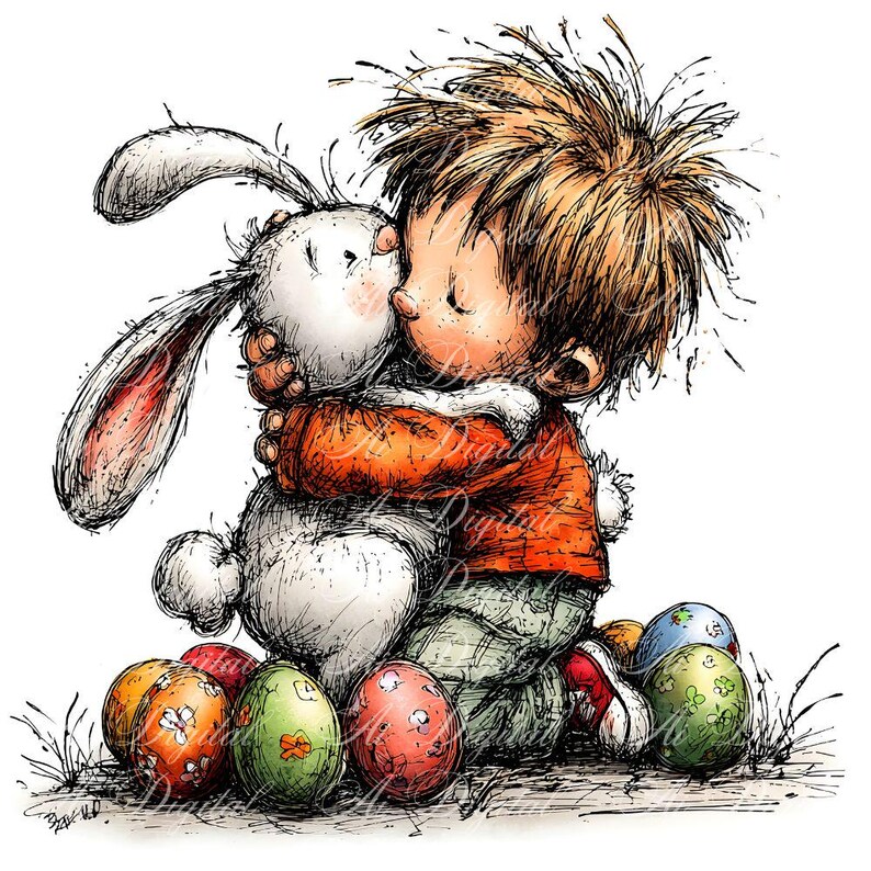Easter Boy Clipart Set | Boy Holding Easter Eggs Art | Spring Holiday ...