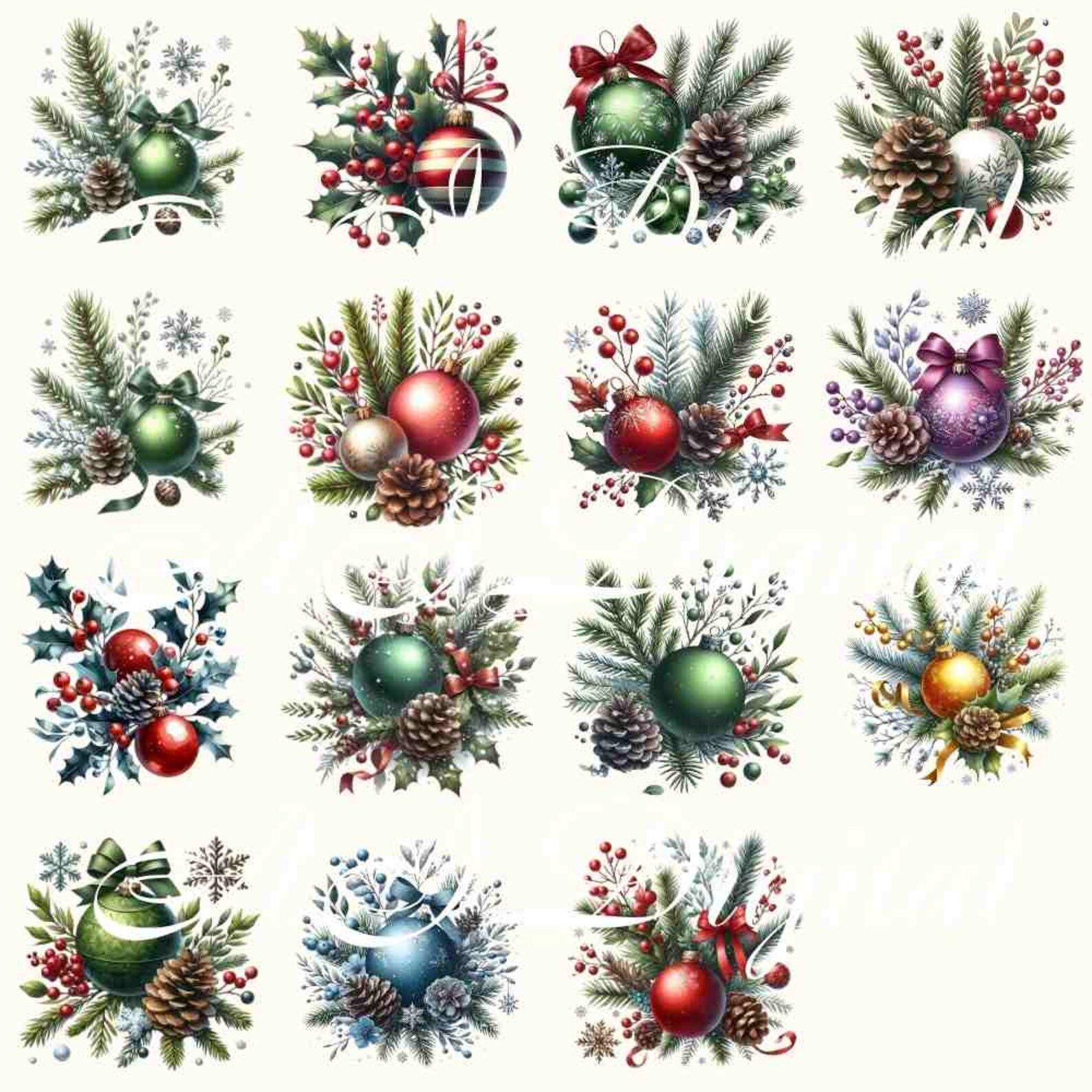 Ilex / Fir Branch With Christmas Ball PNG | Digital Download File ...