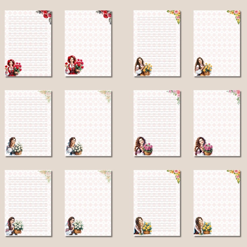 Bulgarian Motifs Digital Writing Sheets, Printable Paper Pack,digital ...