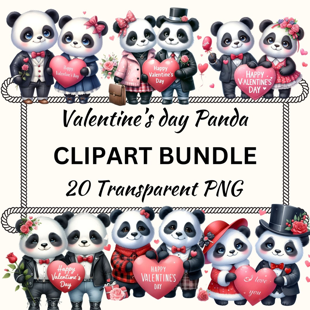 Valentine's Panda Digital Download,adorable Printable Art for Instant ...
