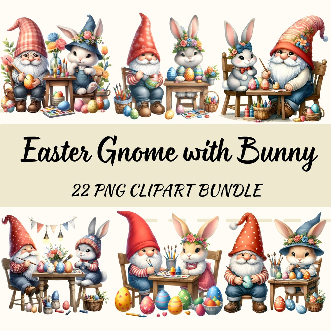 Easter Gnome With Bunny Digital Download Spring Scandinavian Tomte ...