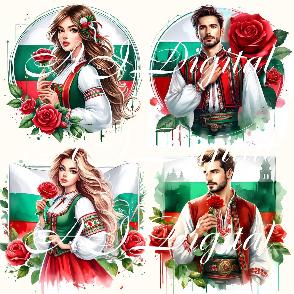 Bulgarian Traditional Couple Digital Art Print,bulgarian Package of ...