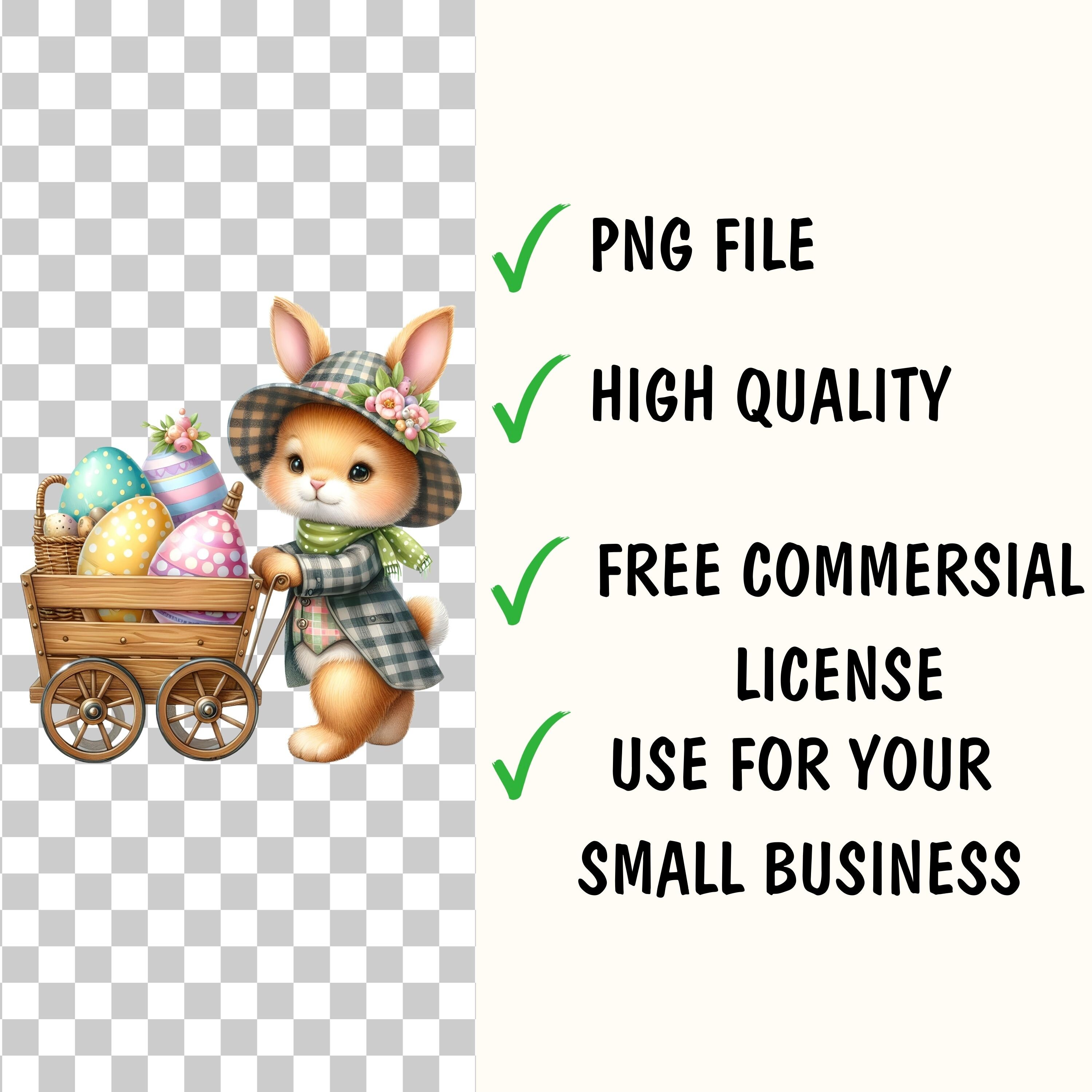 Cute Easter Bunny Pushing Cart With Easter Eggs,digital Download ...