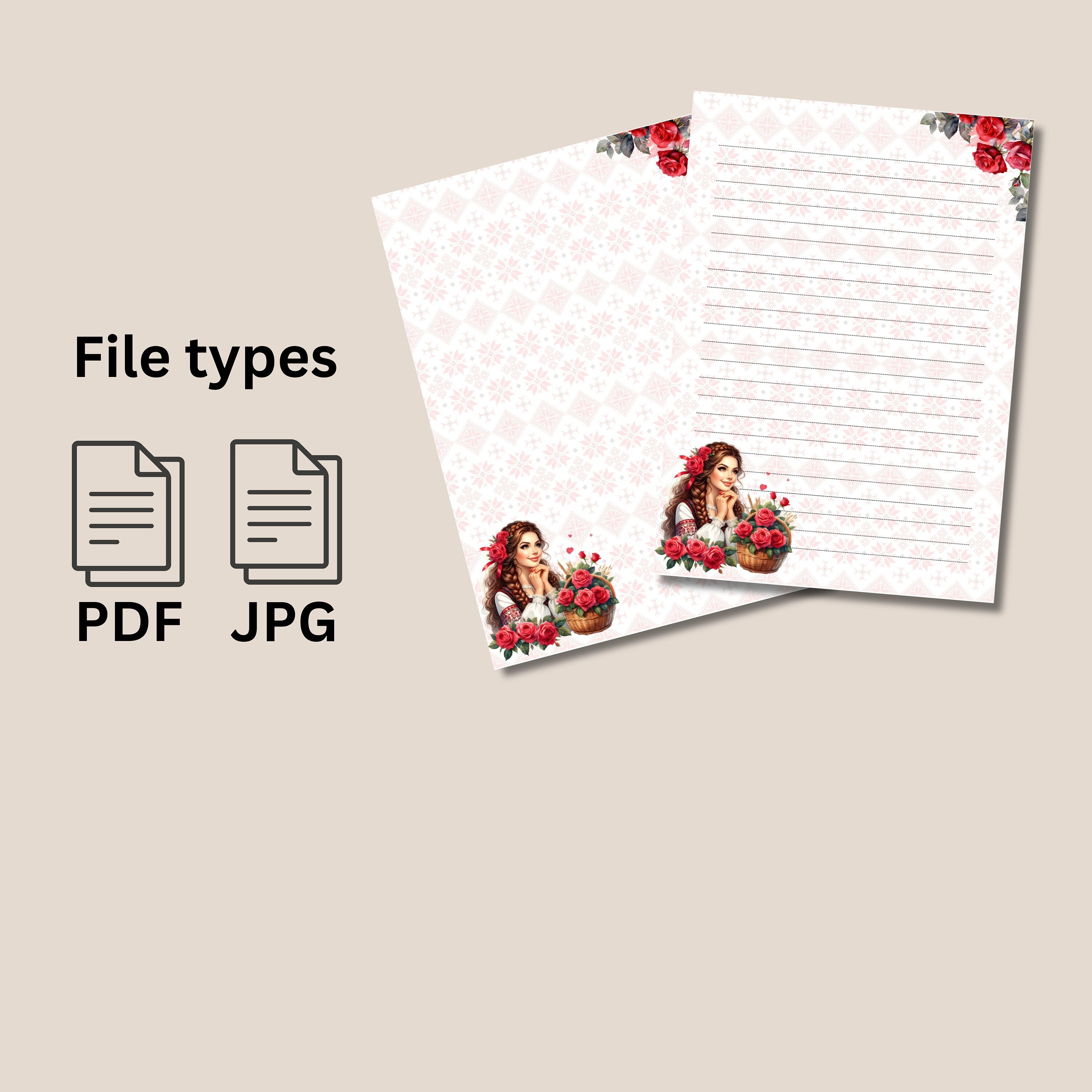 Bulgarian Motifs Digital Writing Sheets, Printable Paper Pack,digital ...