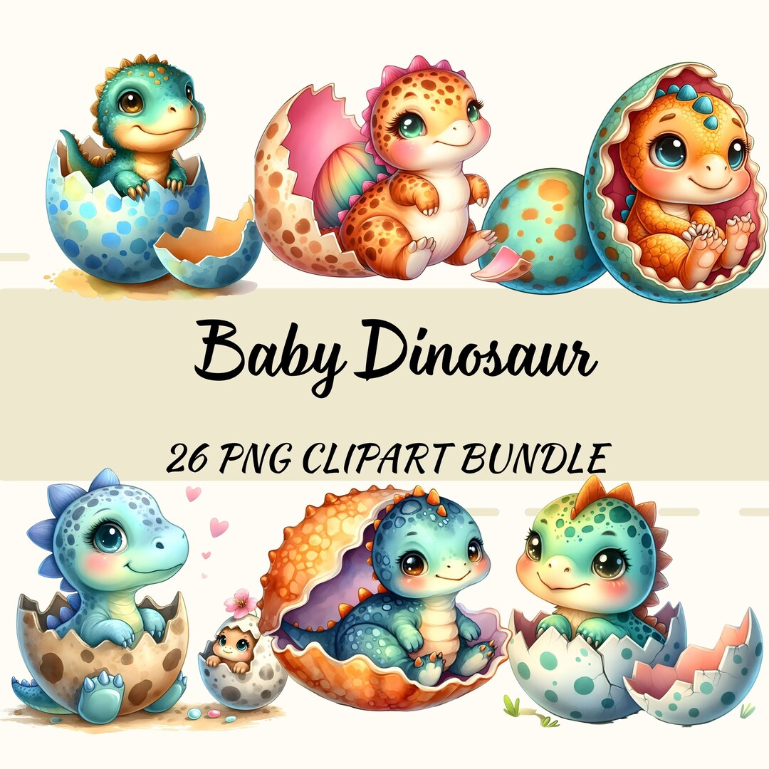 Adorable Baby Dinosaur Digital Download - Cute Dino Clipart ...