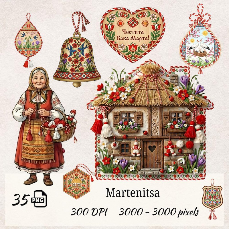 Folk Art House Clipart - Etsy