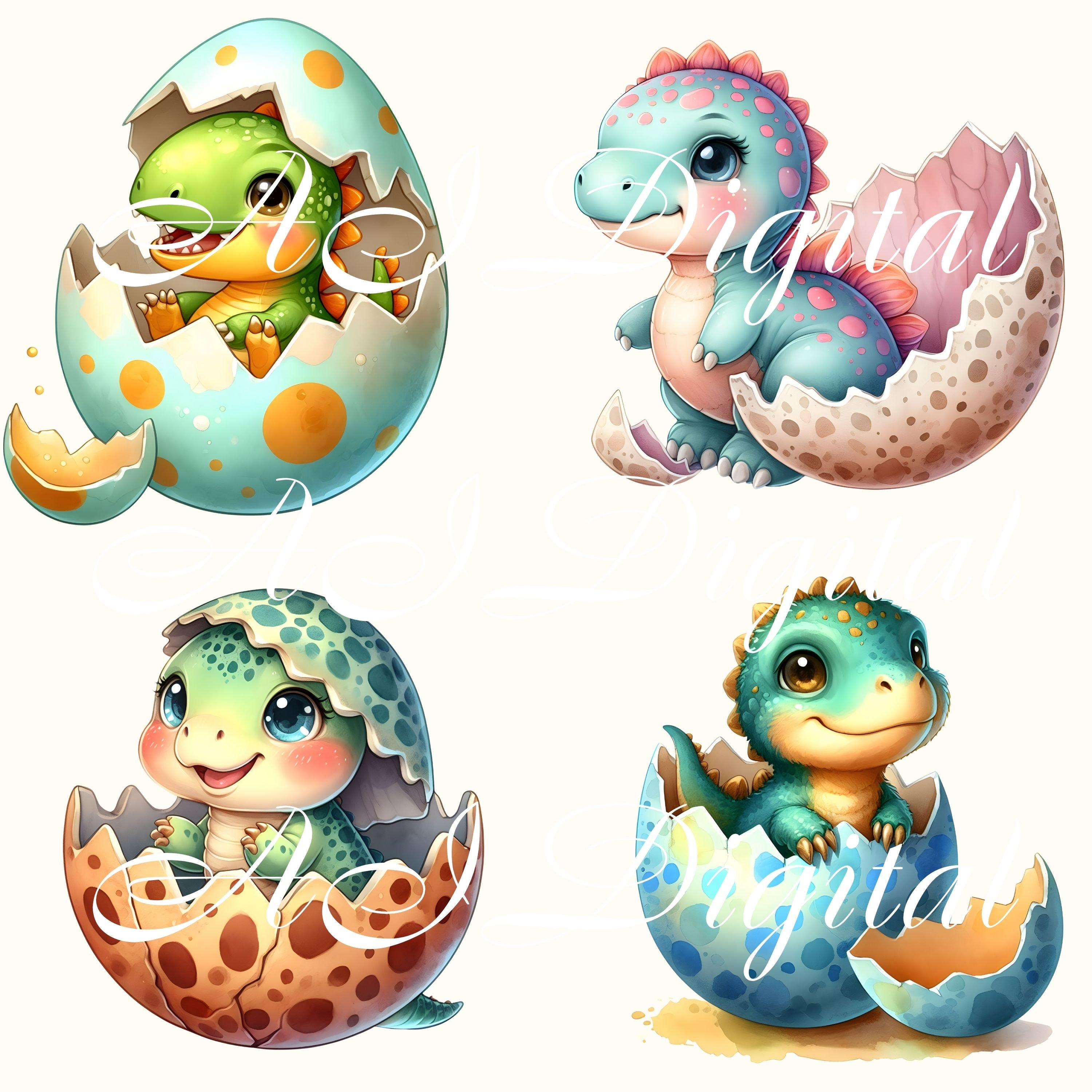 Adorable Baby Dinosaur Digital Download - Cute Dino Clipart ...