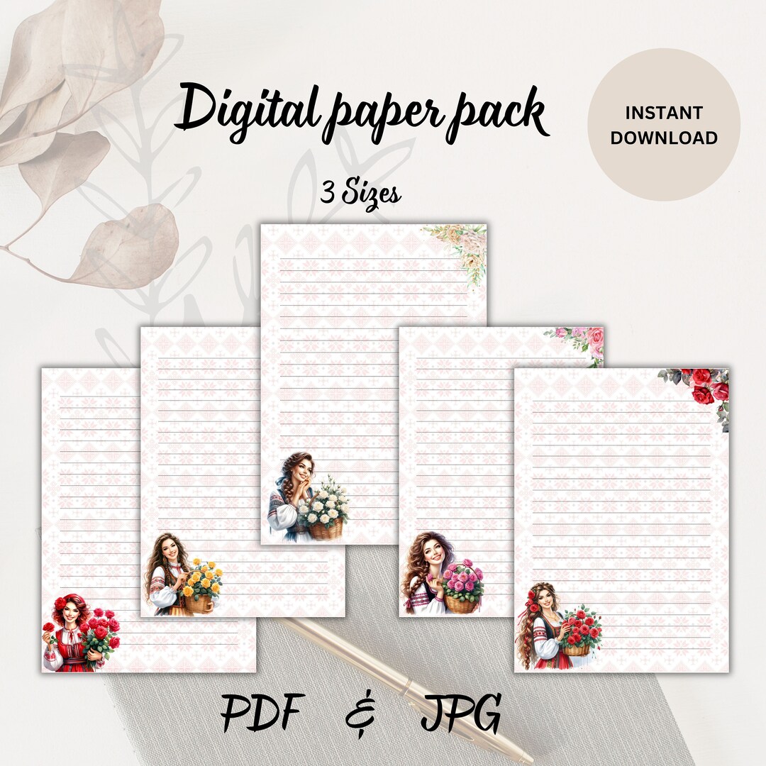 Bulgarian Motifs Digital Writing Sheets, Printable Paper Pack,digital ...