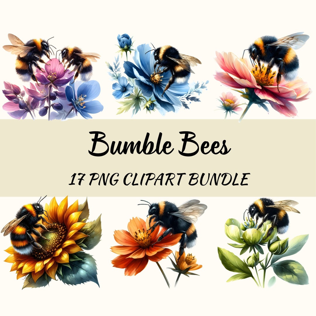 Bumble Bees With Flower, Digital Download , Printable Artwork for ...