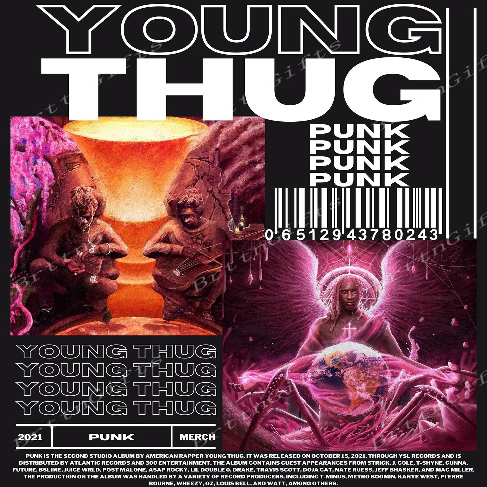 YOUNG THUG T Shirt Design. PNG Digital 4500x5100 Px. Hiphop, Rapper ...