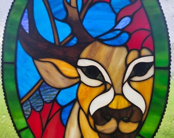 Majestic Marble Deer: Elegance in Glass Stained Glass - Etsy