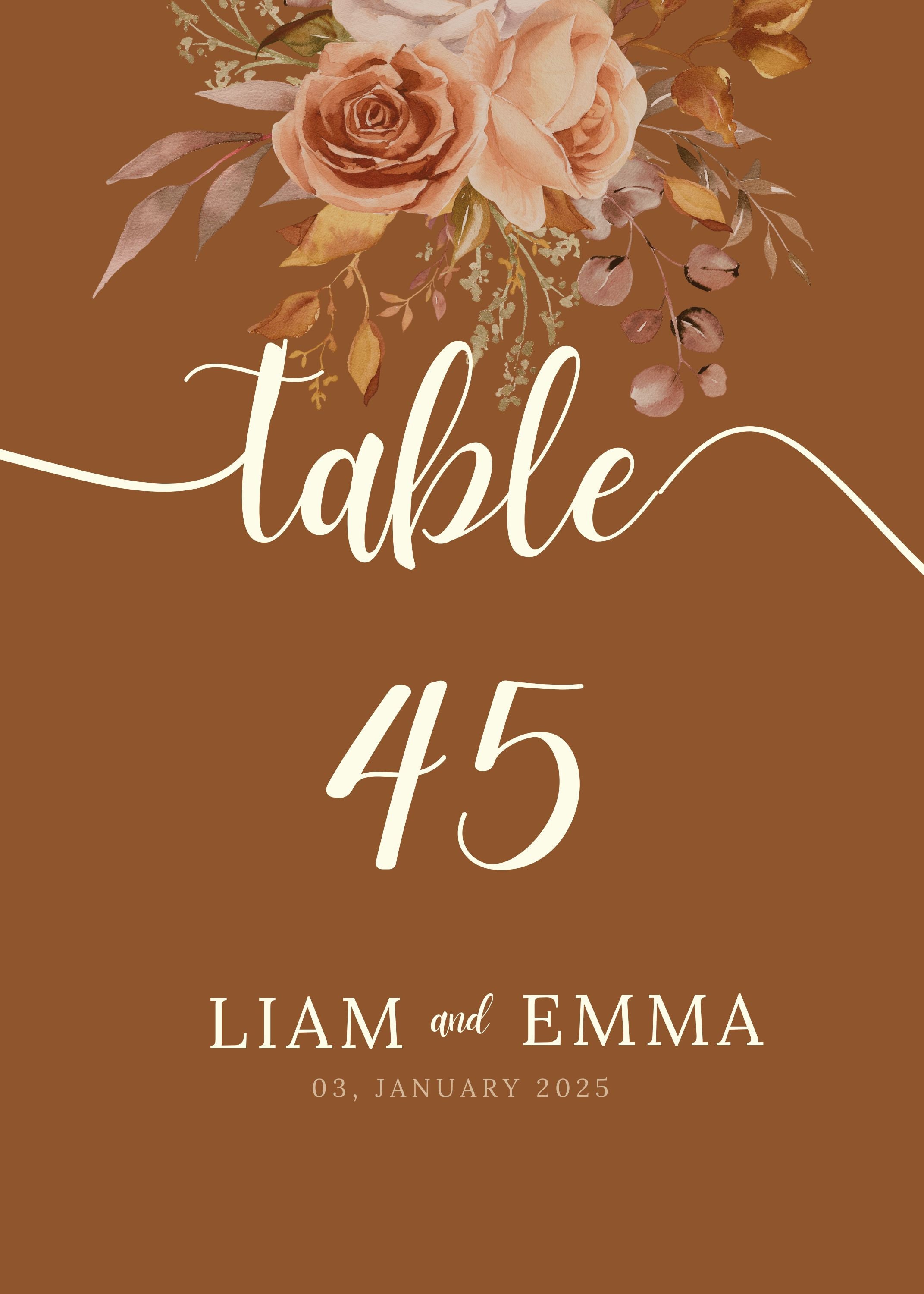 Terracotta Style Wedding Table Numbers Template Editable and - Etsy