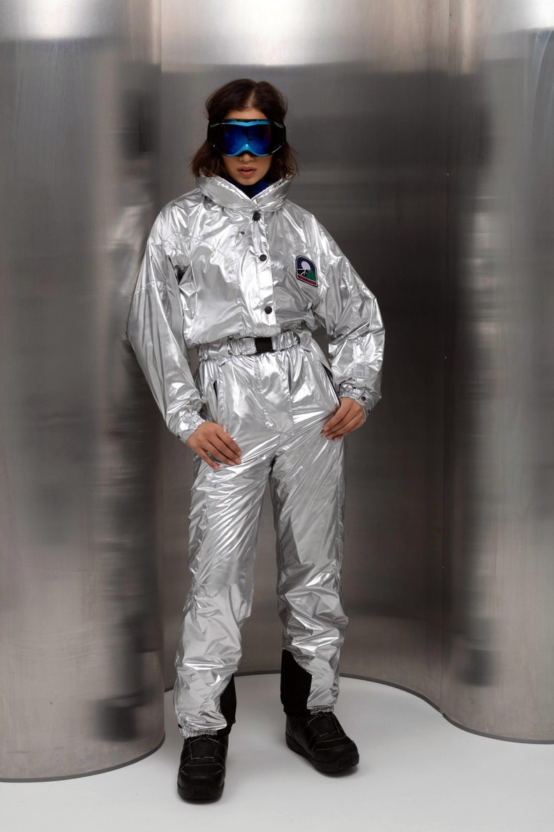 Metallic Silver Ski Suit Winter Outwear Ski Clothing Ski Fashion Outfit ...