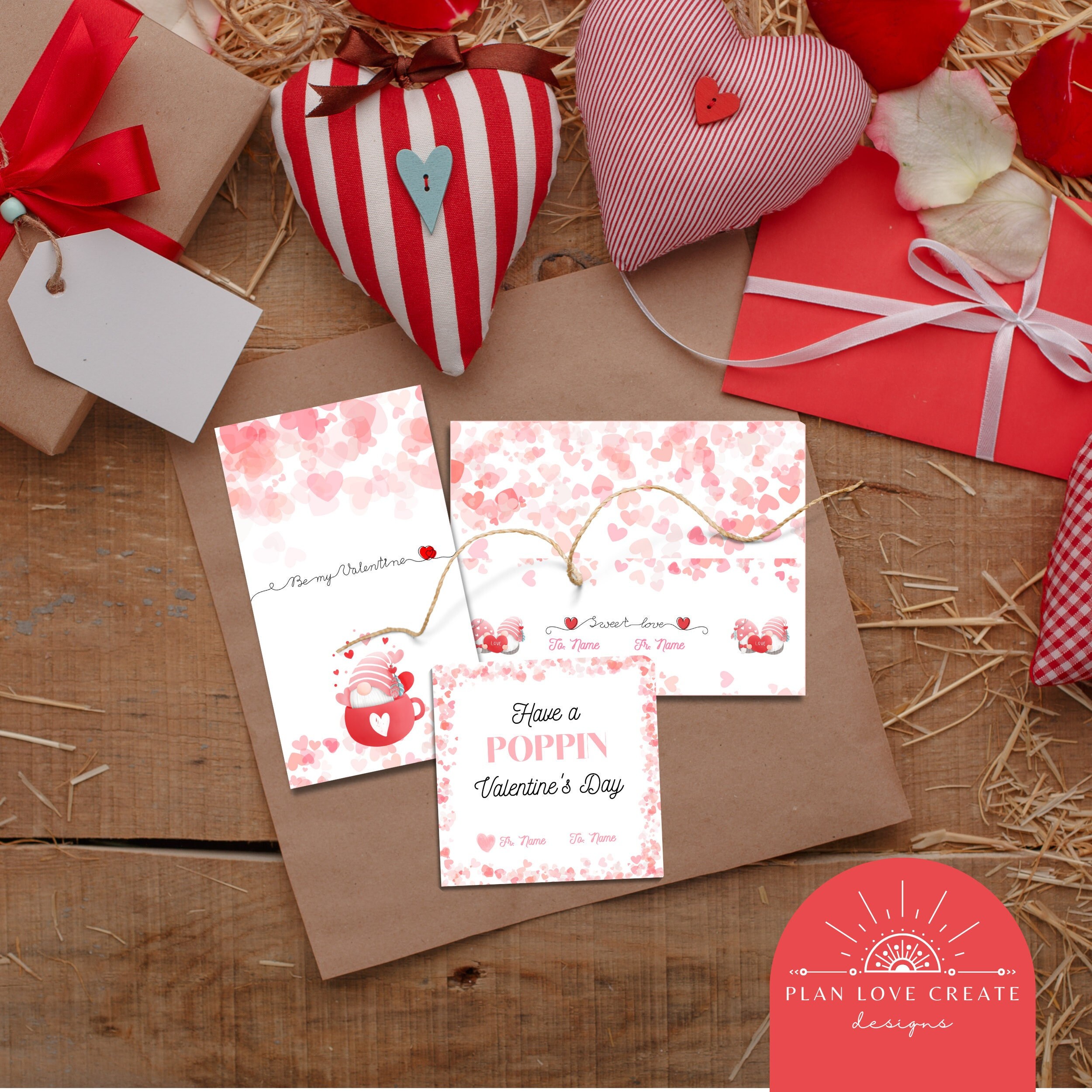 Editable Valentine Gnome Gift Tags Set, Saint Valentine Gift Tags ...