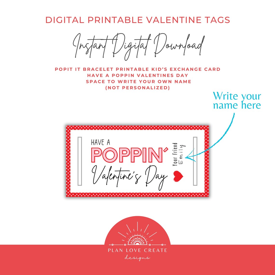 Have a Poppinvalentines Day. Digital Printable Saint Valentine Tag ...