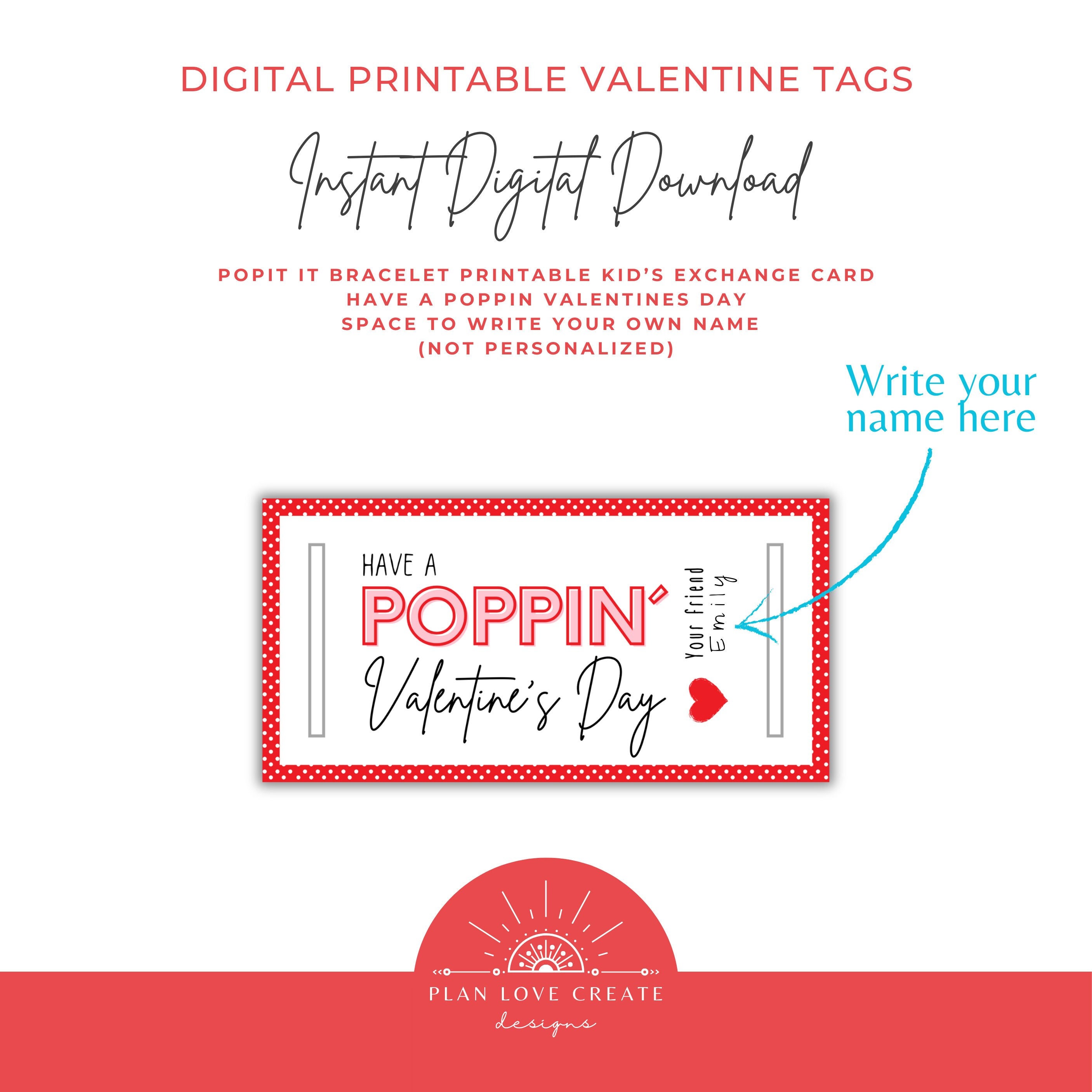 Have a Poppinvalentines Day. Digital Printable Saint Valentine Tag ...