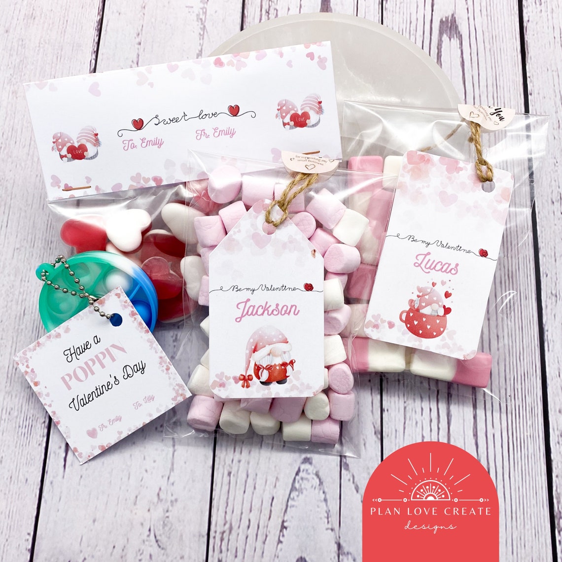 Editable Valentine Gnome Gift Tags Set, Saint Valentine Gift Tags ...