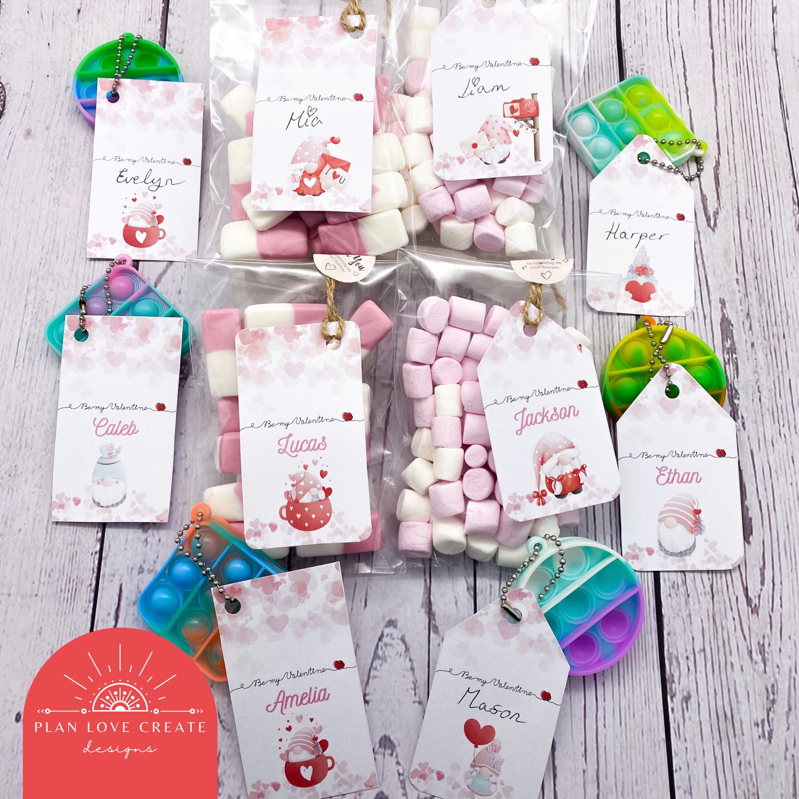 Editable Valentine Gnome Gift Tags Set, Saint Valentine Gift Tags ...
