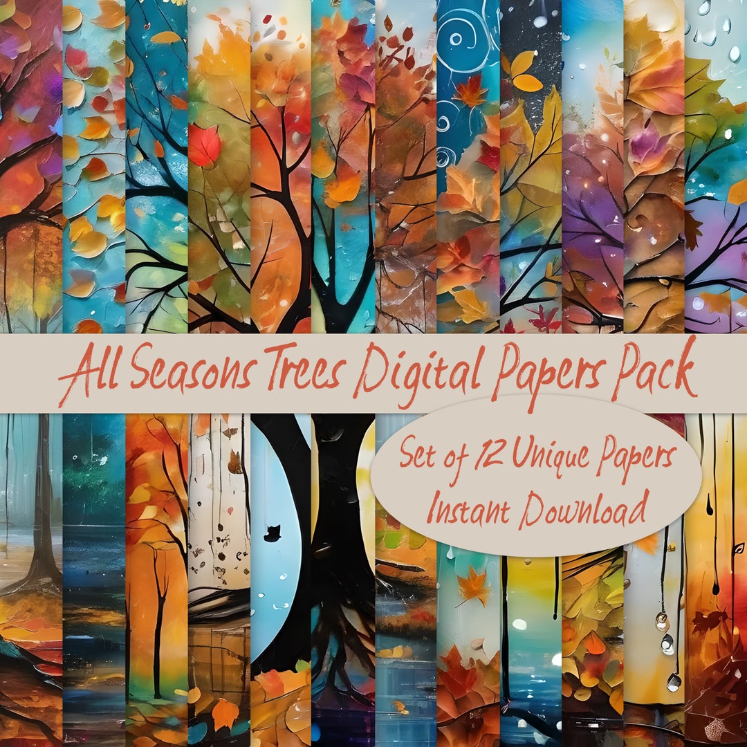 Digital Papers Pack Tree of All Seasons Download Instantly, Print ...