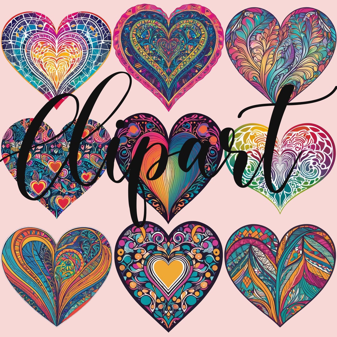 Decorative Hearts Clipart Bundle Abstract Design Hearts Commercial Use ...