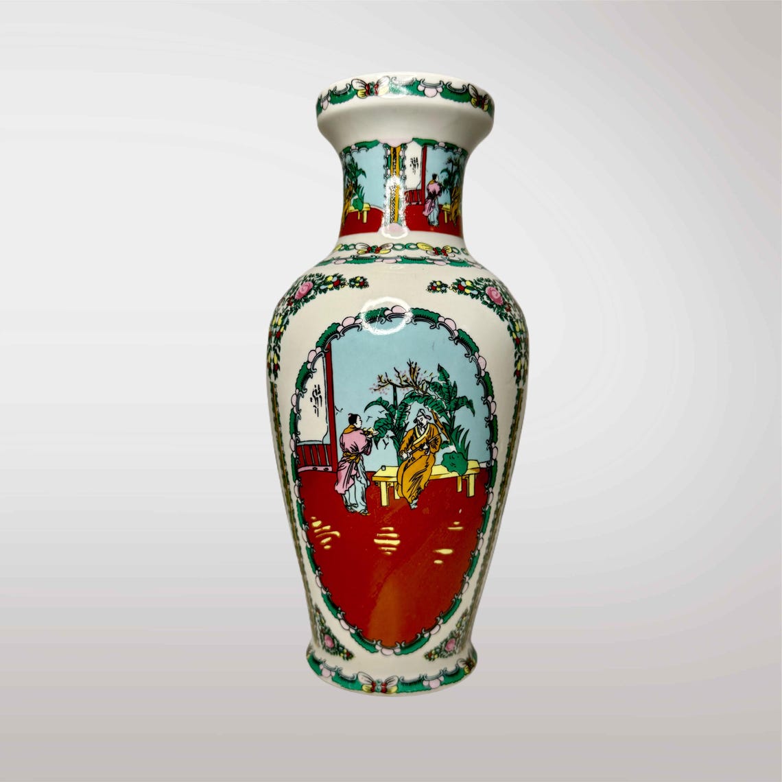 Hand-painted Chinese Porcelain Vase – Vintage Oriental Decor With Court ...