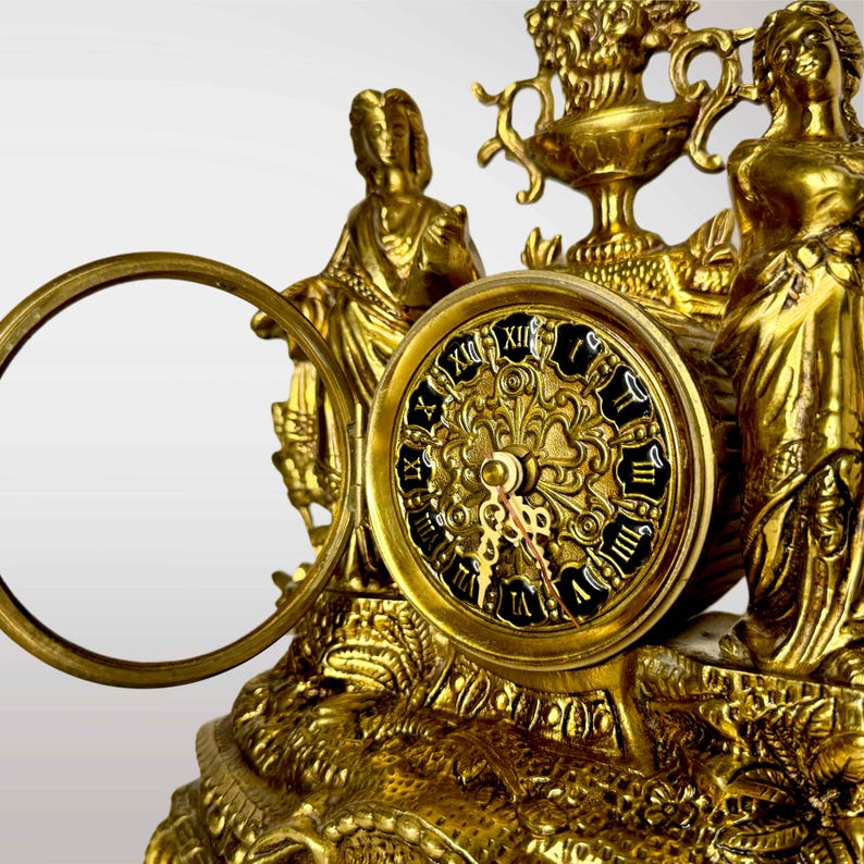 Antique French Bronze Clock – Rococo Baroque Mantel Clock With ...