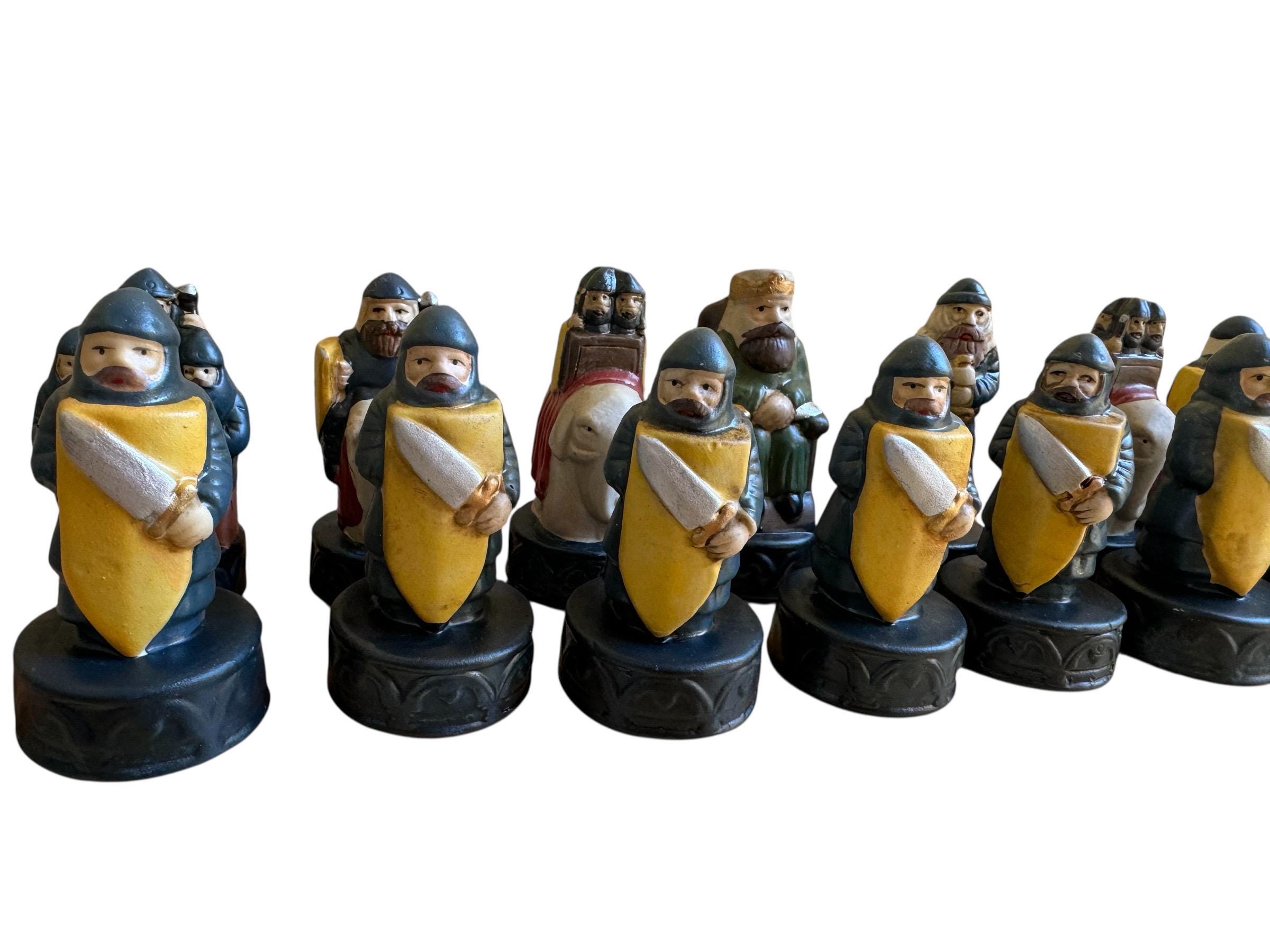 Hand-painted Medieval Porcelain Chess Set, Illustrated Board & Spanish ...
