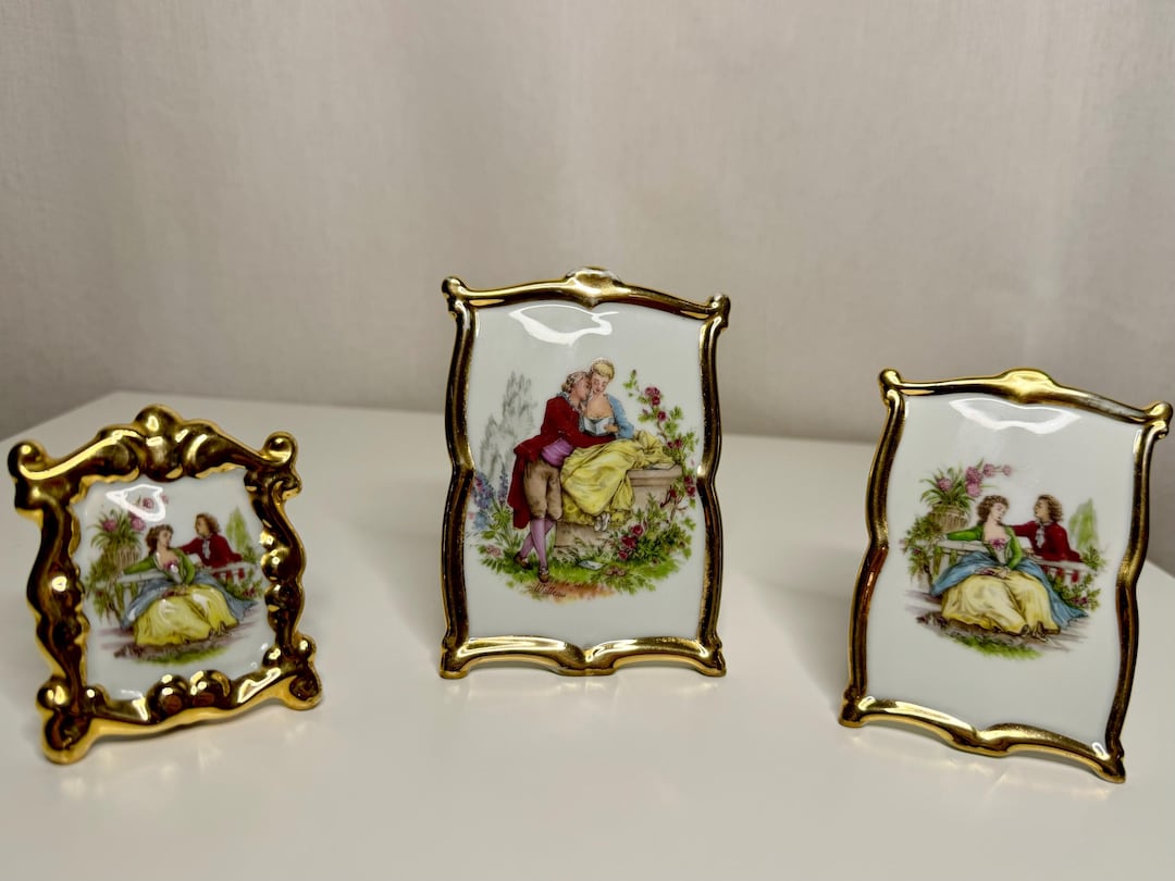 Vintage Limoges Porcelain Frames, Fine Porcelain, Romantic Scene, Vintage Couple, Miniature ...