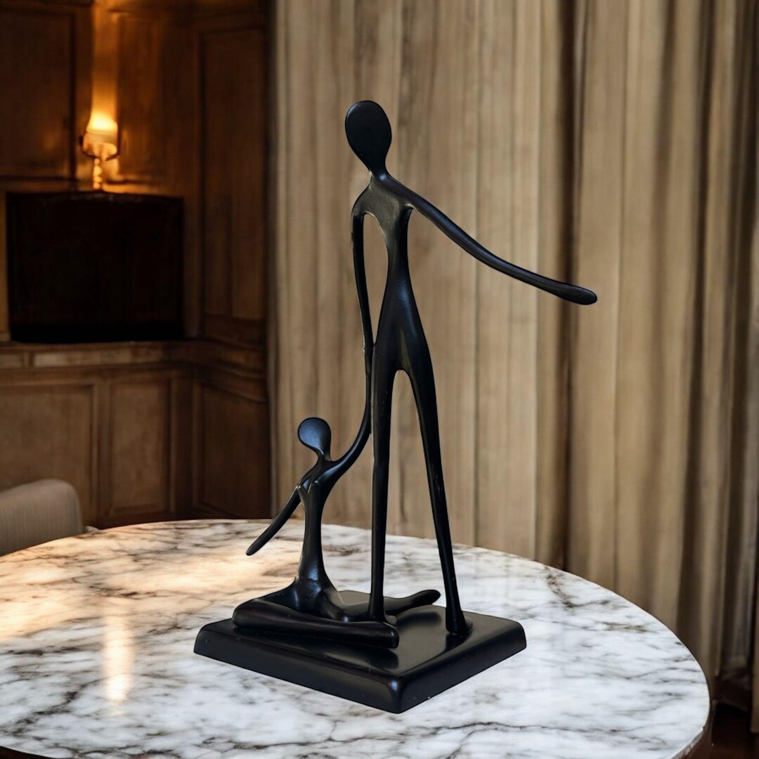 Bodrul Khalique Sculpture, Modernist Bronze Patina Figurine, 1980s ...