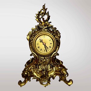 Vintage Brass Clock, Vintage Table Clock, Brass Mantel Clock, Vintage ...