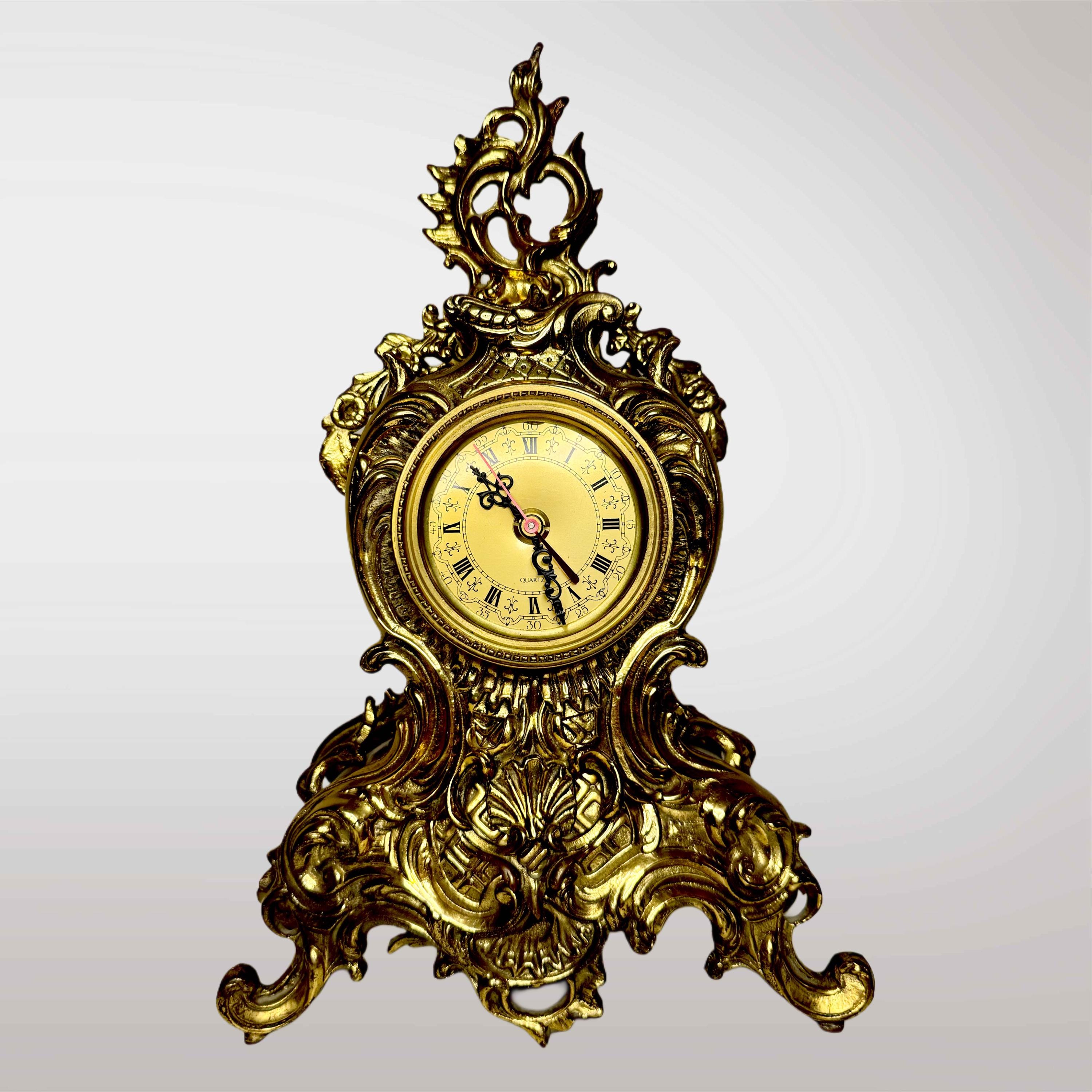 Vintage Brass Clock, Vintage Table Clock, Brass Mantel Clock, Vintage ...