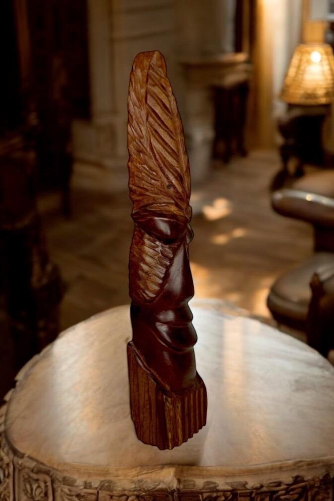 Hand-carved Tribal Wooden Face Sculpture – African-inspired Ethnic Art ...